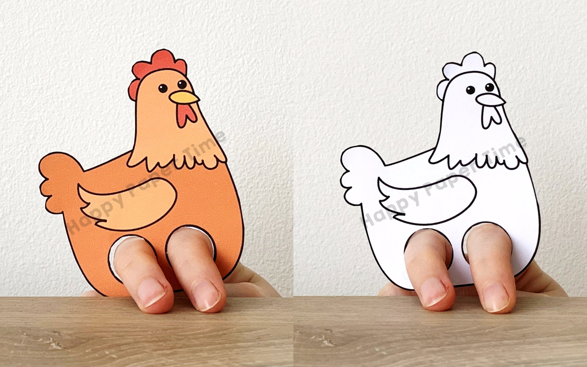 Chicken Paper Craft Printable Farm Animal Finger Puppet Kids - Etsy UK