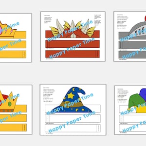 Medieval Fantasy Paper Crown Coloring Headband Knight Dragon Princess ...