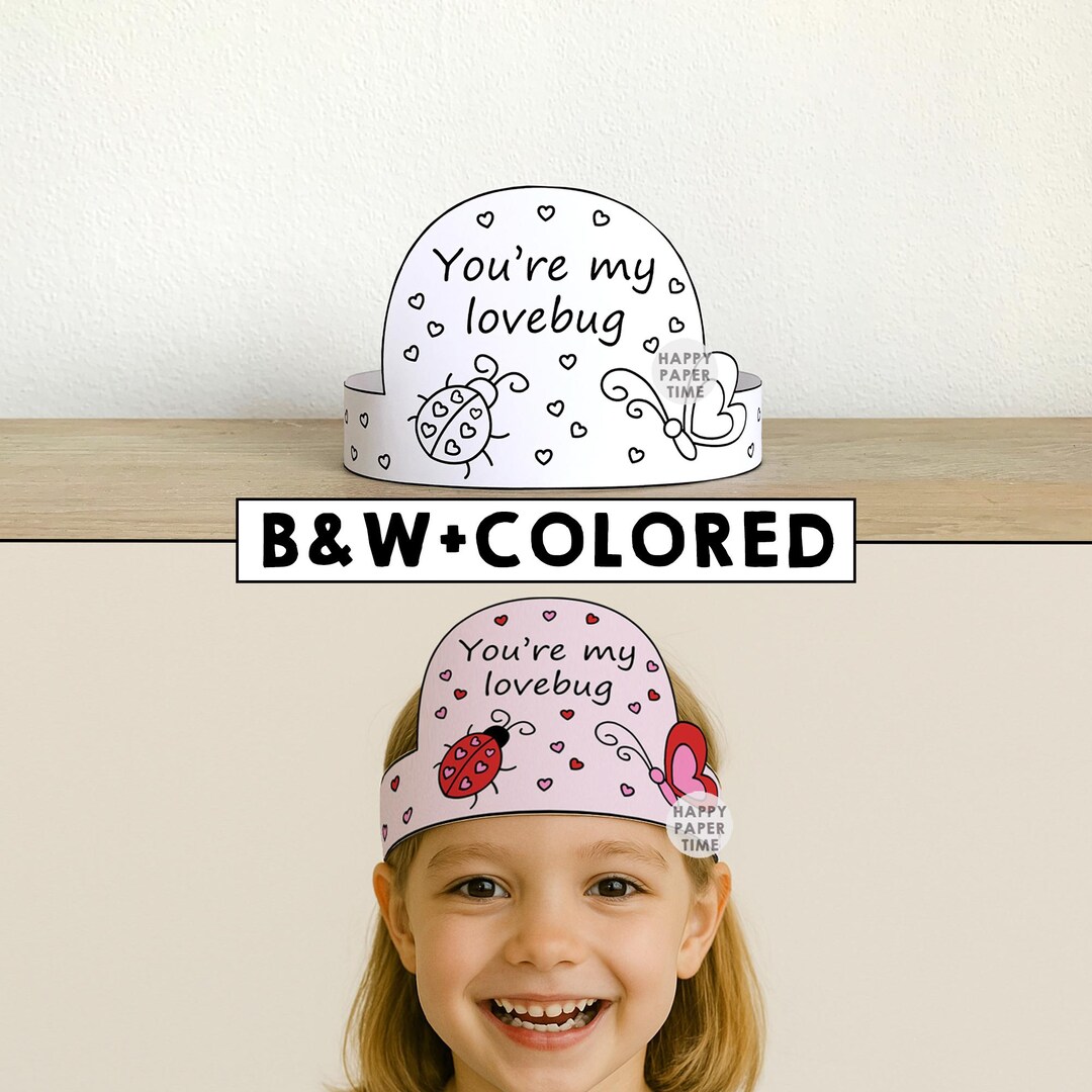Lovebug Valentine Paper Crown Party Activity Printable Kids Easy Craft ...