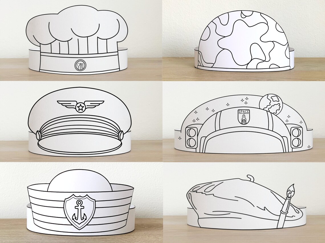 Community Helpers Paper Crowns Astronaut Pilot Chef Sailor Soldier ...