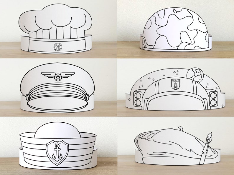 Community Helpers Paper Crowns Astronaut Pilot Chef Sailor Soldier ...