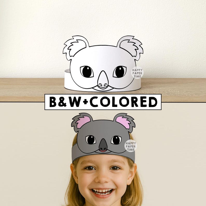 Koala Paper Crown Party Coloring Printable Kids Craft Australia Safari ...