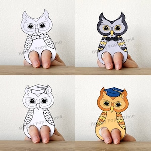 Owl Puppet Paper Craft Printable Finger Puppet Kids Craft Animal ...