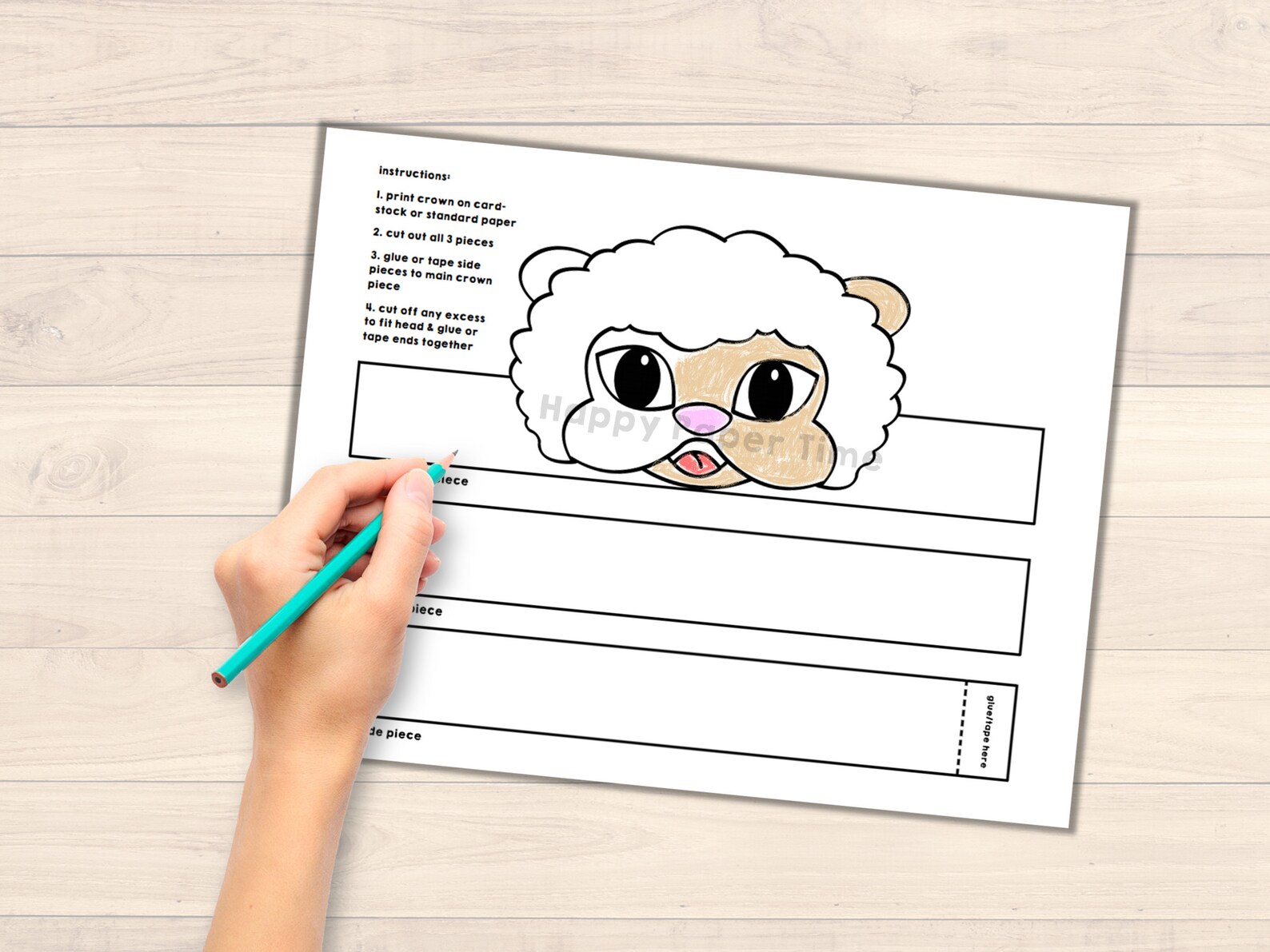 Sheep Paper Crown Template Coloring Activity Printable Kids - Etsy