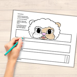 Sheep Paper Crown Template Coloring Activity Printable Kids Craft Farm ...
