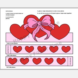 Hearts Valentine Paper Crown Party Activity Printable Kids Easy Craft ...