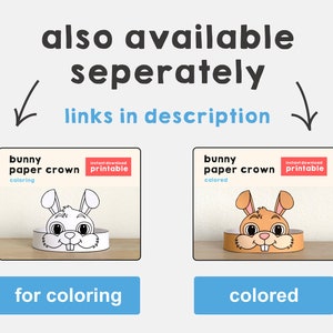 Bunny Paper Crown Headband Coloring Pet Animal Printable Kids Craft ...