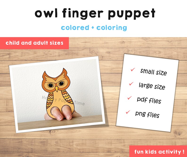 Owl Paper Craft Printable Woodland Animal Finger Puppet Kids - Etsy