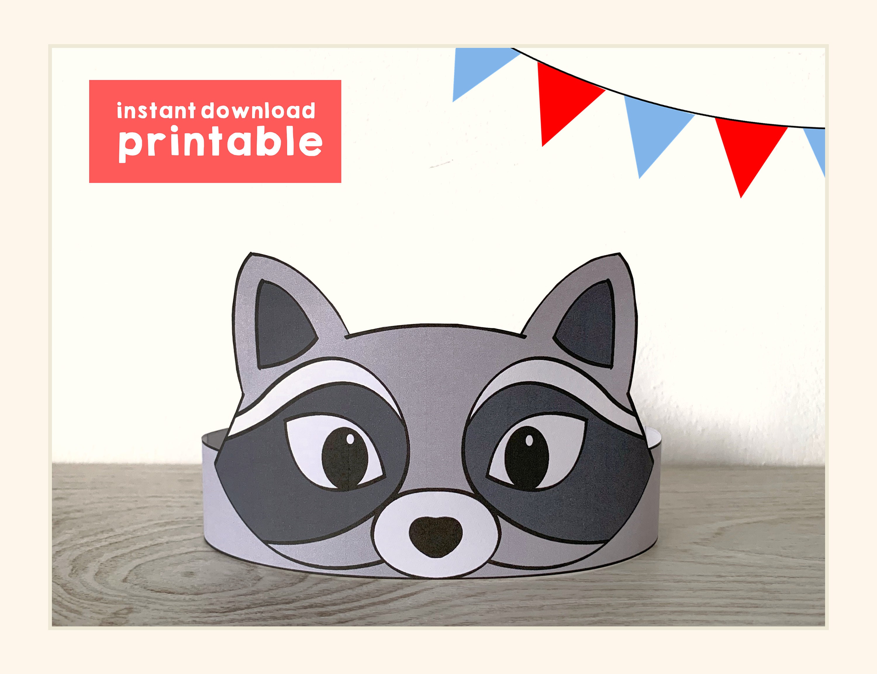 Raccoon Paper Crown Activity Printable Kids Craft Woodland - Etsy