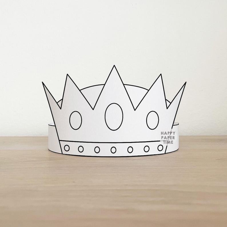 King Paper Crown Template Fantasy Medieval Party Headband Coloring ...