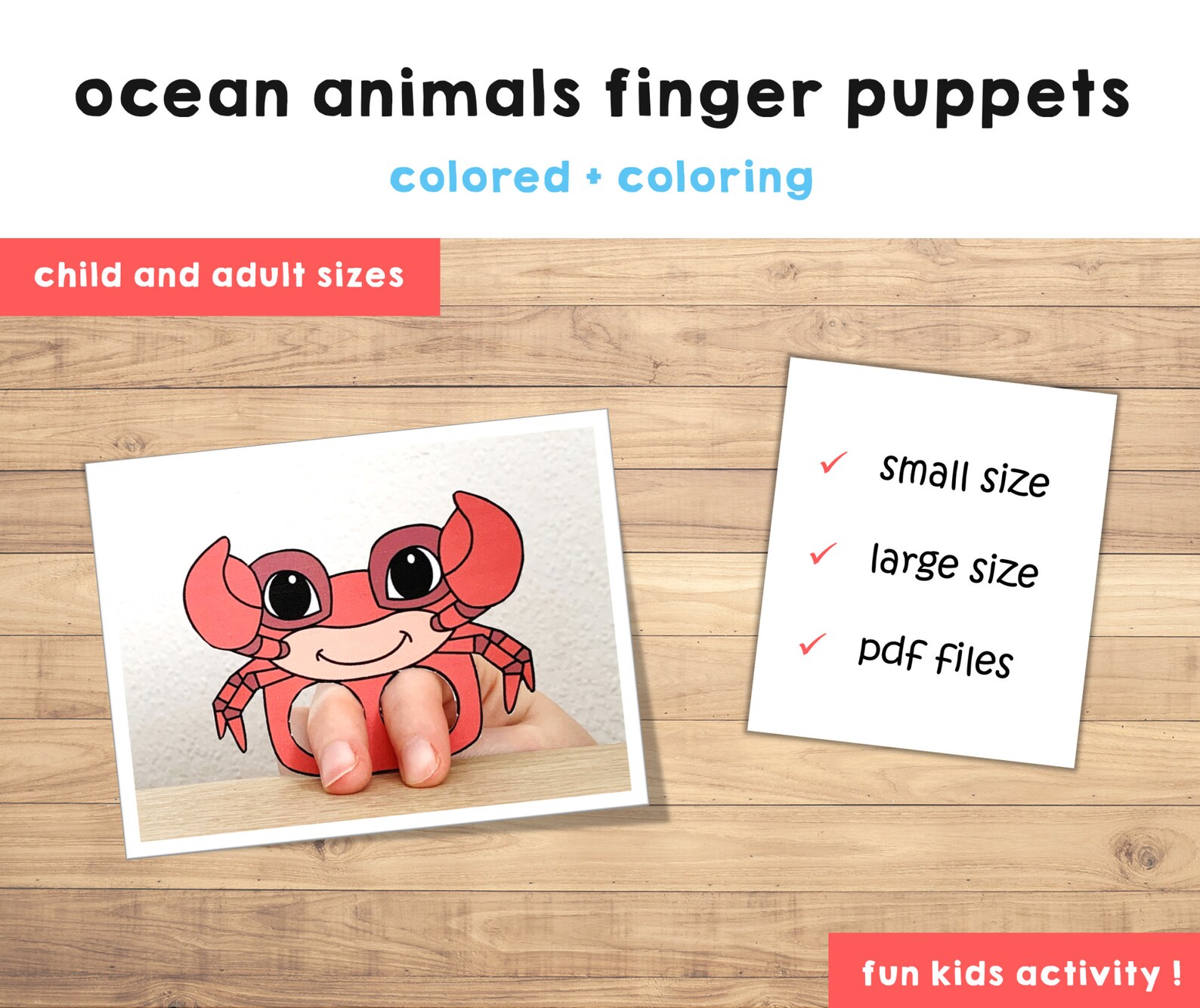 Ocean Animals Paper Craft Printable Finger Puppet Template - Etsy