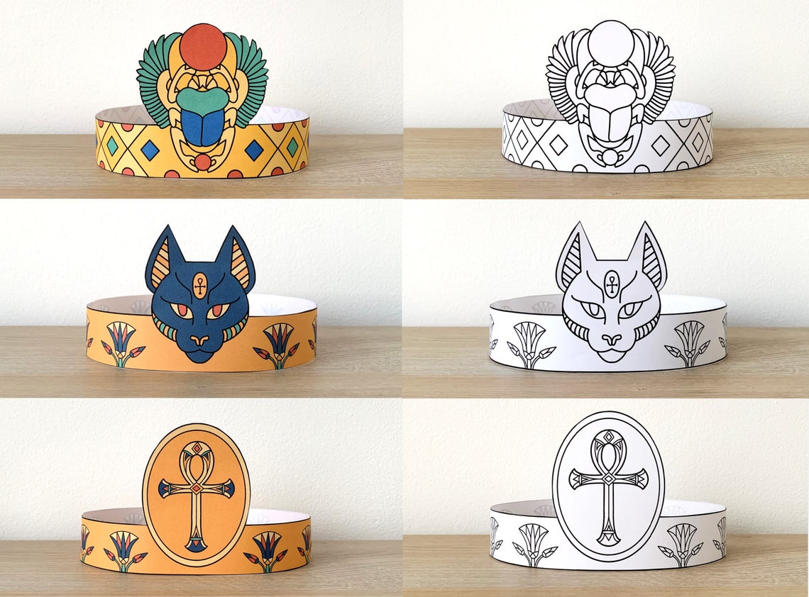 Ancient Egypt Paper Crowns Pharaoh Cobra Cleopatra Isis Scarab - Etsy