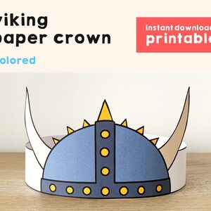 Viking Paper Crown Activity Printable Kids Craft Helmet | Etsy