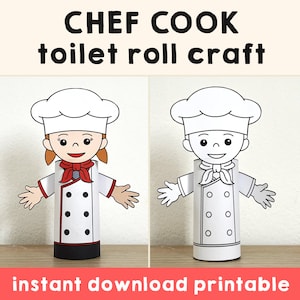 Chef Cook Toilet Paper Roll Craft Restaurant Party Coloring Printable ...