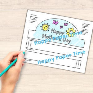 Mother's Day Paper Crown Template Birthday Party Headband Coloring ...
