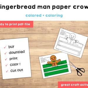Gingerbread Man Paper Crown Hat Christmas Winter Holiday Party Coloring ...