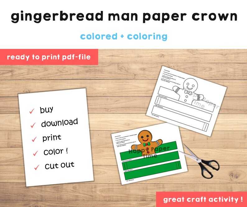 Gingerbread Man Paper Crown Hat Christmas Winter Holiday Party - Etsy