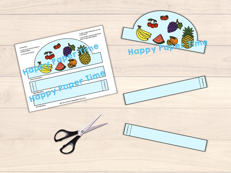 Fruits Summer Paper Crowns Spring Printable Kids Craft Birthday Party ...