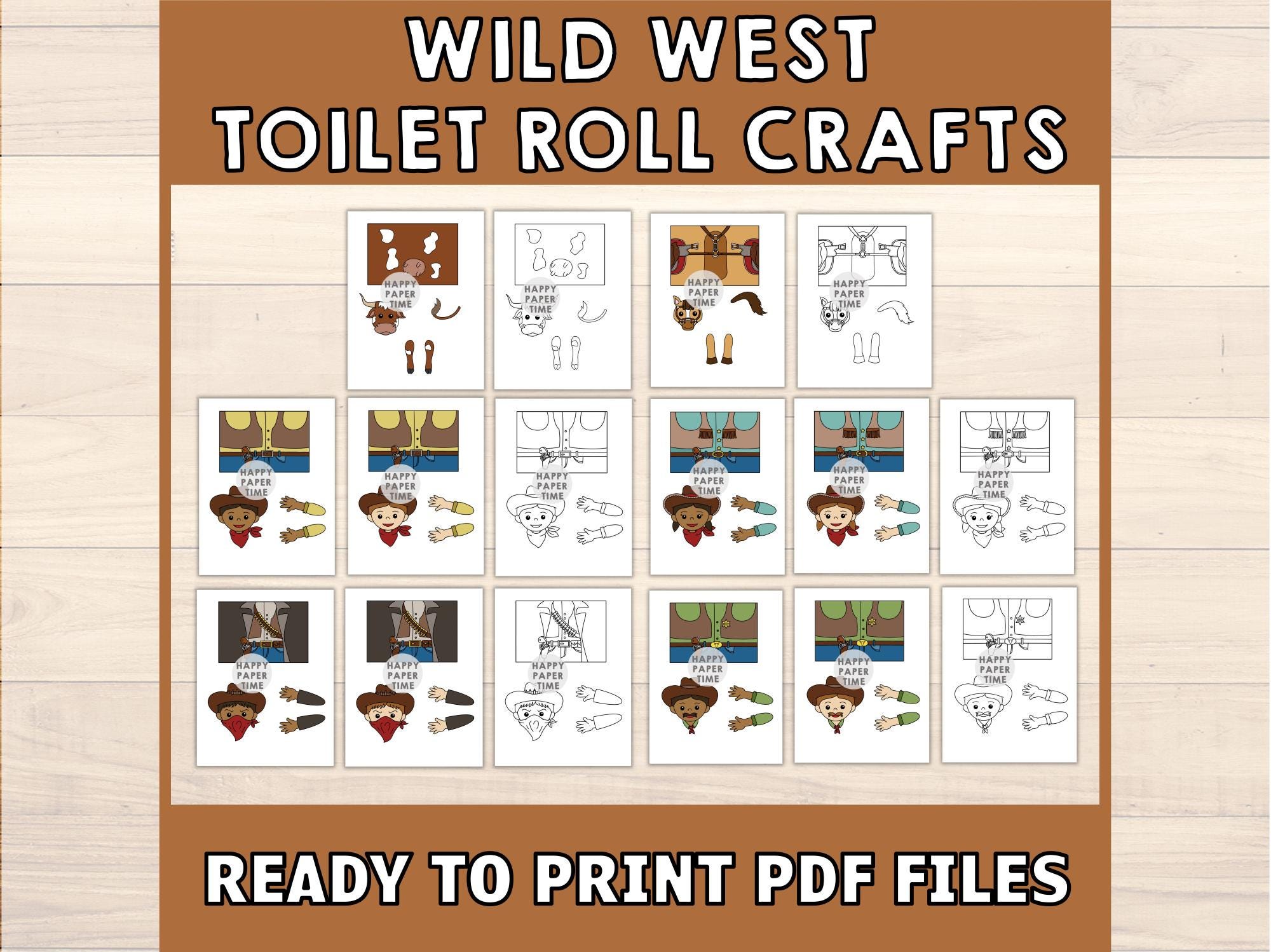 Wild West Toilet Paper Roll Craft Activity Cowboy Party Coloring ...