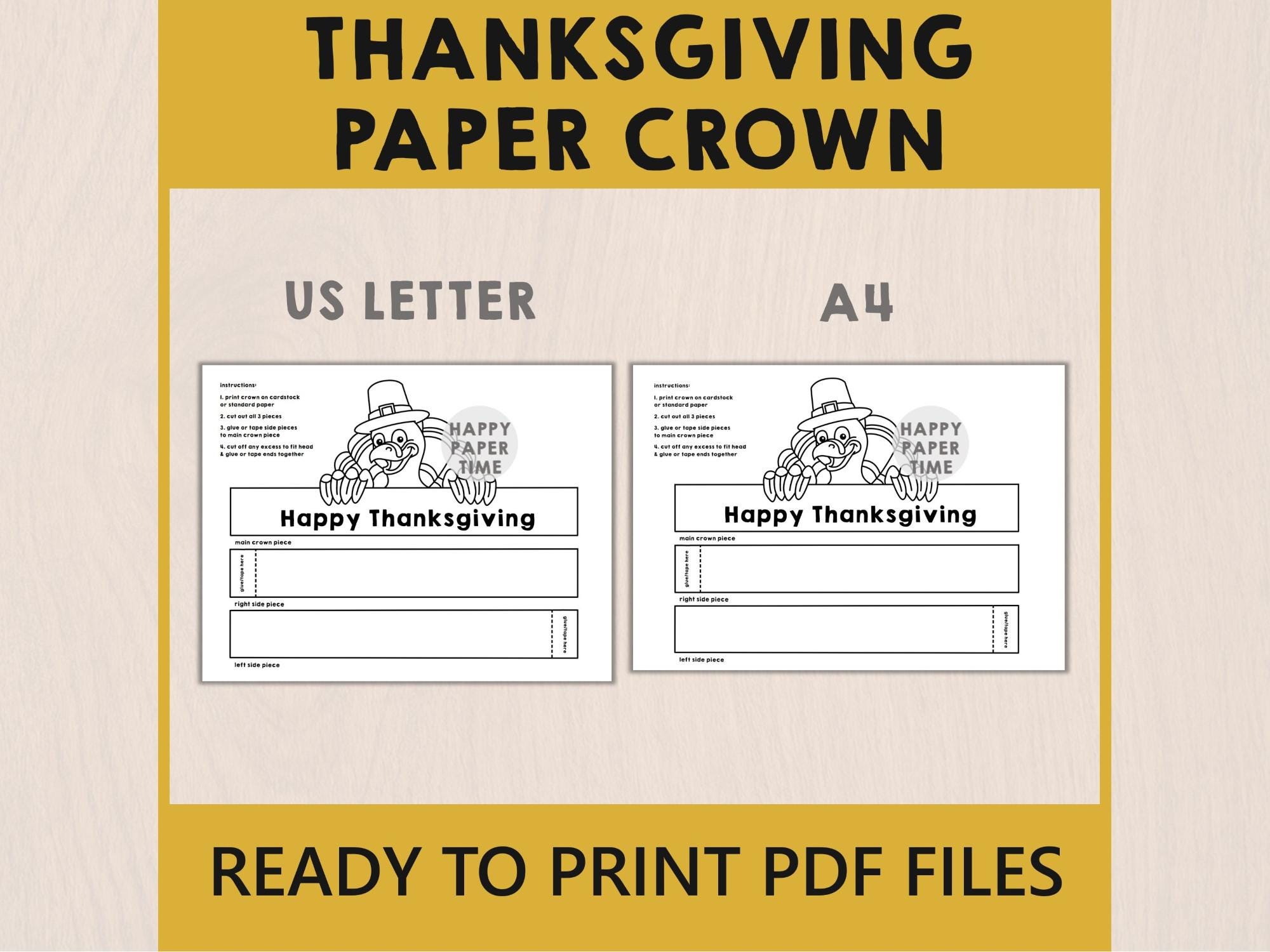 Thanksgiving Paper Crown Headband Craft Turkey Party Favor Decor ...