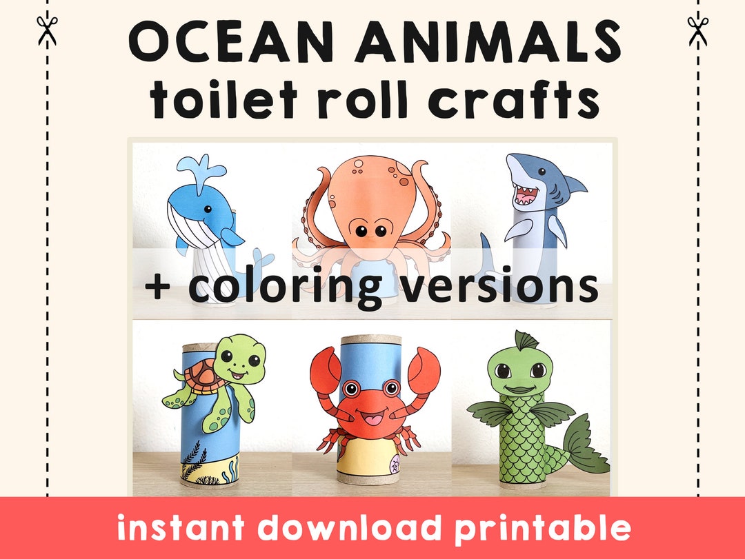 Ocean Animals Toilet Paper Roll Craft Wild Party Coloring Printable ...
