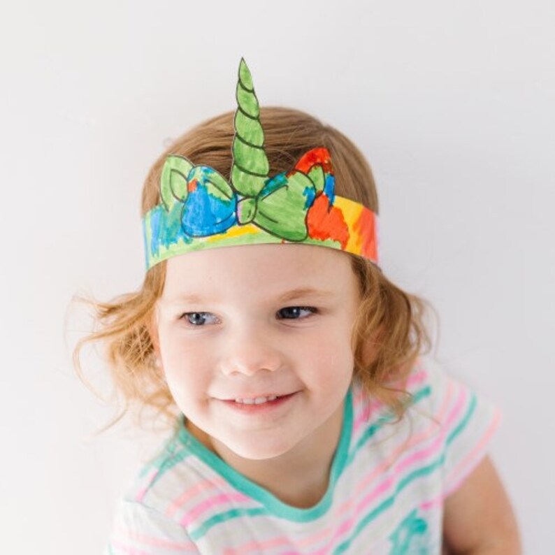 Unicorn Paper Crown Party Coloring Printable Kids Craft Unicorn ...