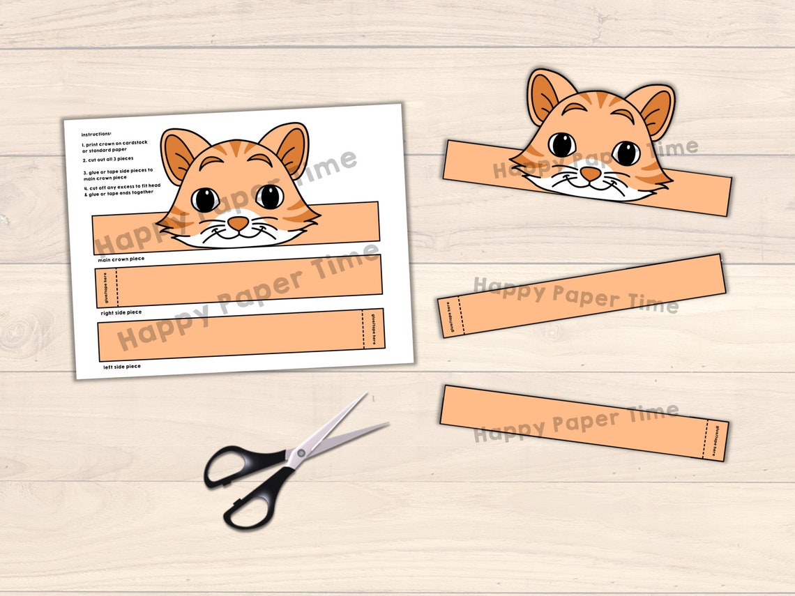 Cat Paper Crown Headband Pet Animal Printable Kids Craft - Etsy