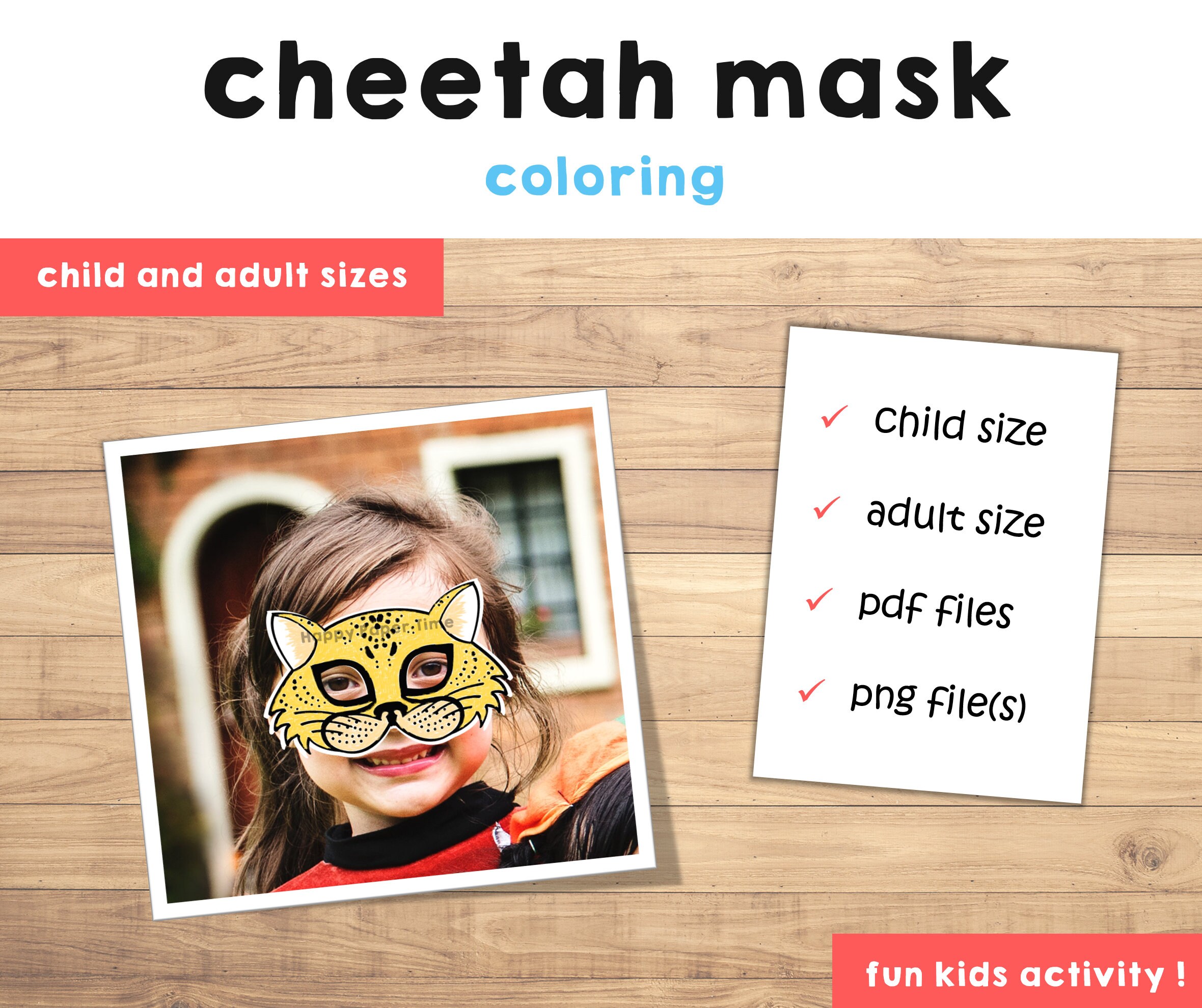 Cheetah Mask Printable Cheetah Costume Mask Paper Safari Party | Etsy India