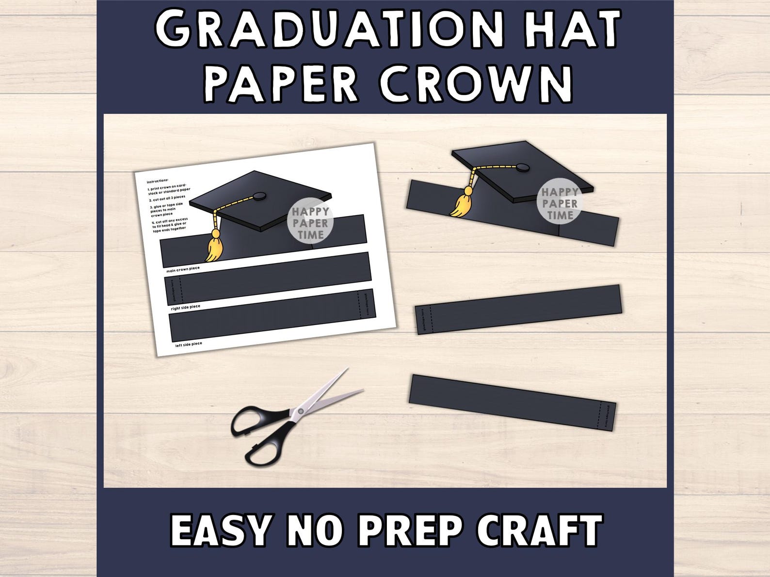Graduation Cap Paper Crown Party Teacher Printable Kids Craft ...
