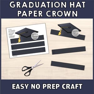 Graduation Cap Paper Crown Party Teacher Printable Kids Craft ...