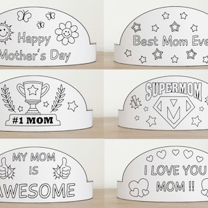 Mother's Day Paper Crown Template Birthday Party Headband Coloring ...