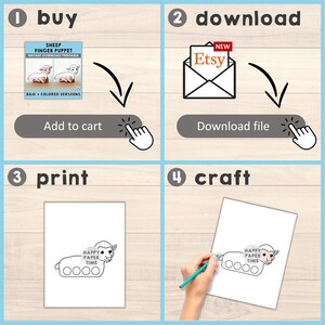 Sheep Paper Craft Printable Farm Animal Finger Puppet Pretend Play Kids ...