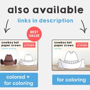 Cowboy Hat Paper Crown Party Printable Kids Craft Wild West - Etsy