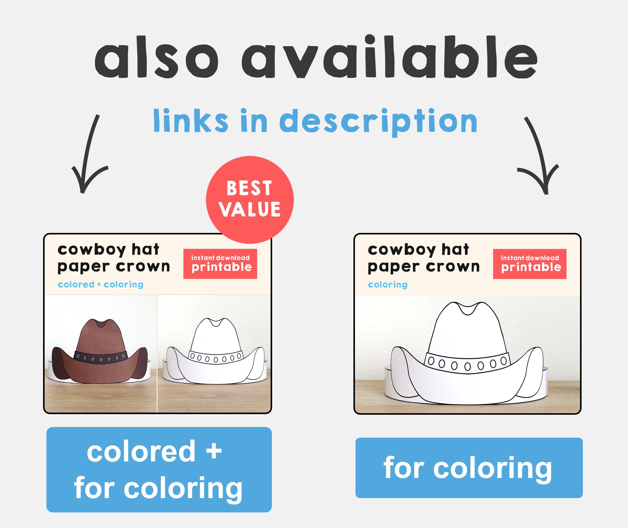 Cowboy Hat Paper Crown Party Printable Kids Craft Wild West - Etsy
