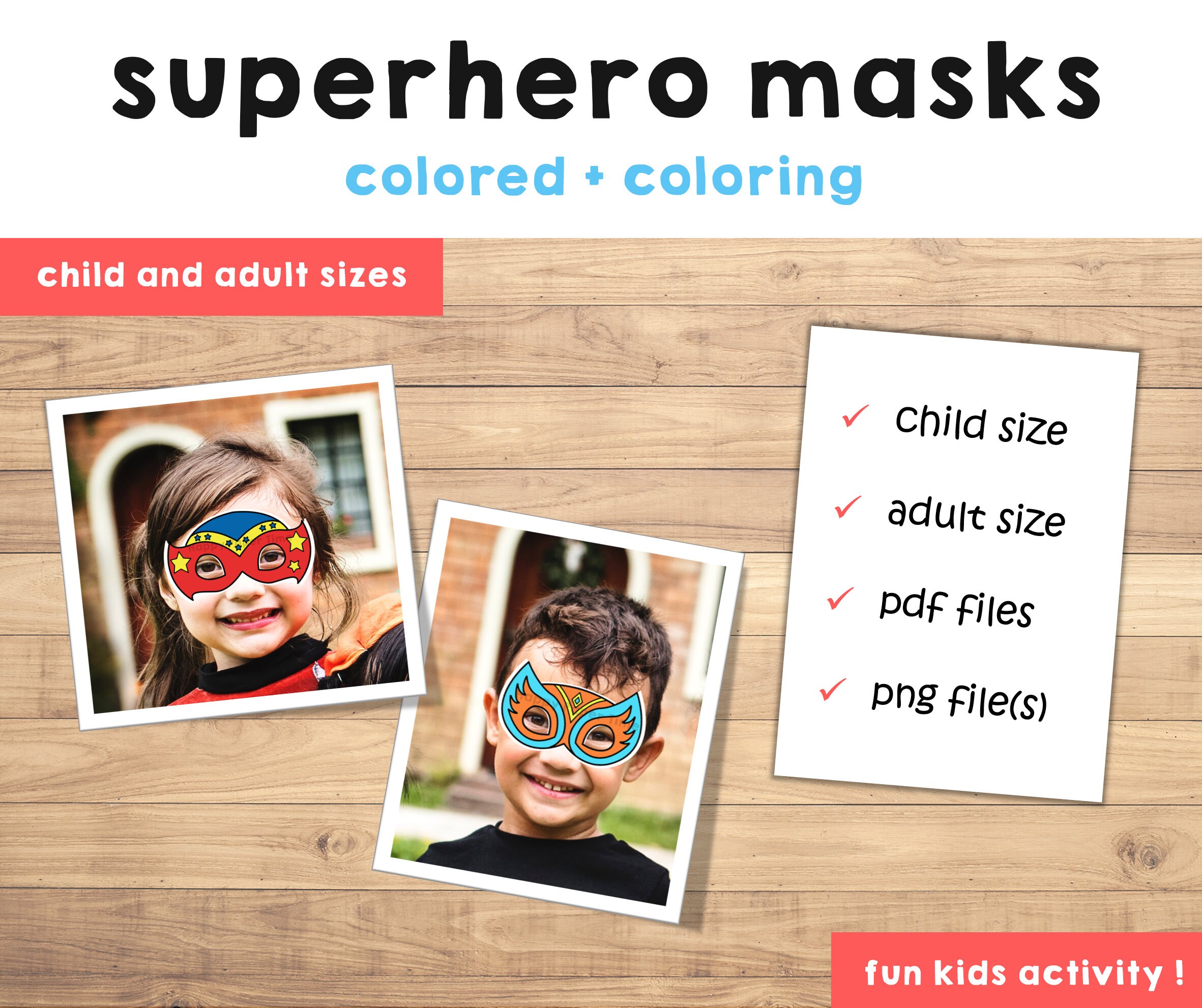 Superhero Masks Costume Hero Mask Printable Party Favor Craft Halloween ...