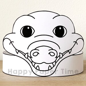 Crocodile Paper Crown Party Coloring Printable Kids Craft Safari ...