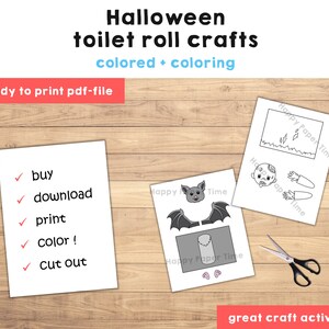 Halloween Toilet Paper Roll Craft Spooky Party Coloring Printable ...