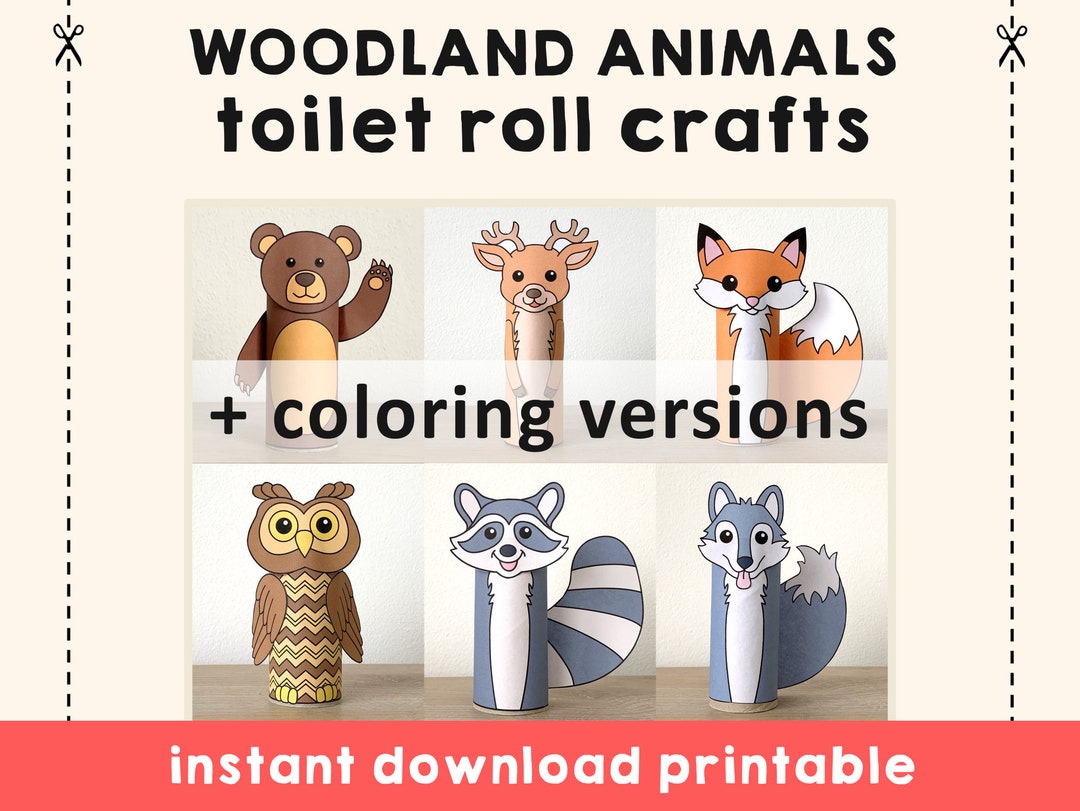 Woodland Animals Toilet Paper Roll Craft Forest Party Coloring ...