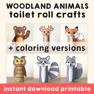 Woodland Animals Toilet Paper Roll Craft Forest Party Coloring ...