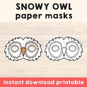 Snowy Owl Mask Paper Craft Costume Diy Polar Animal Mask Template Print ...