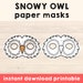 Snowy Owl Mask Paper Craft Costume Diy Polar Animal Mask Template Print ...