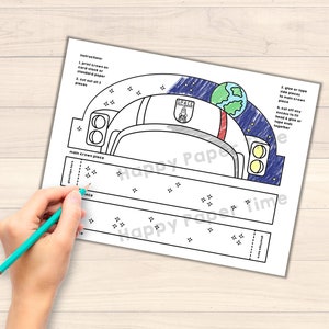 Astronaut Helmet Paper Crown Space Astronomy Party Coloring Printable ...