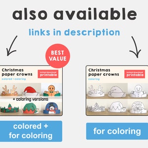 Christmas Paper Crowns Activity Printable Kids Craft Hats Winter ...