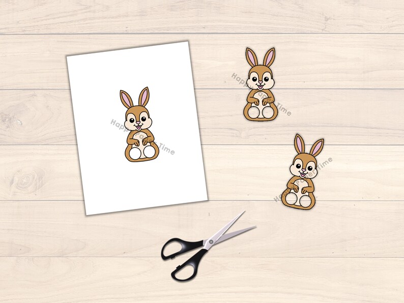 Rabbit Bunny paper craft printable farm animal Finger Puppet | Etsy