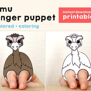 Emu Paper Craft Printable Australian Animal Finger Puppet Kids Craft ...