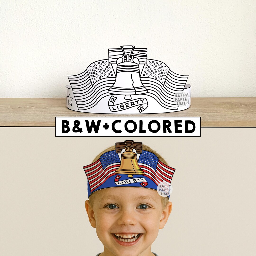Liberty Bell Paper Crown 4th of July America Patriotic Headband ...