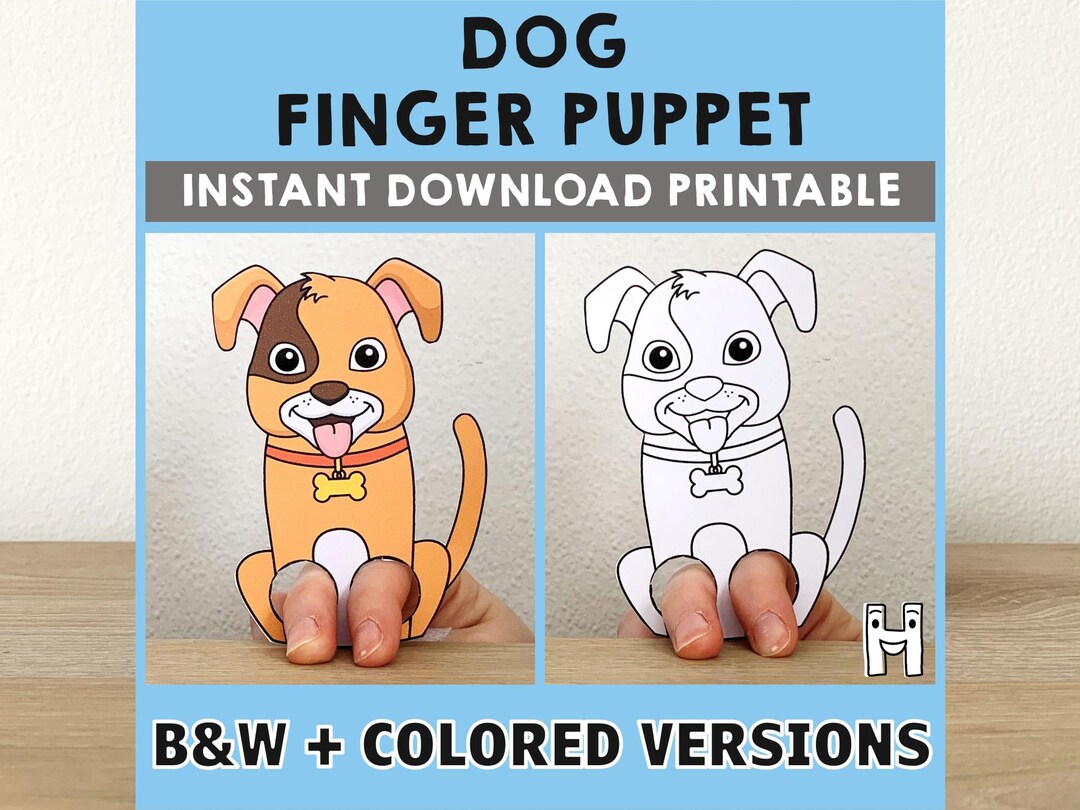 Dog Puppy Paper Craft Printable Pet Animal Finger Puppet Kids Craft ...