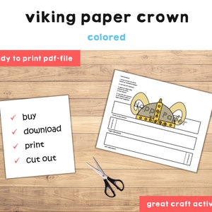 Viking Paper Crown Activity Printable Kids Craft Helmet Medieval ...
