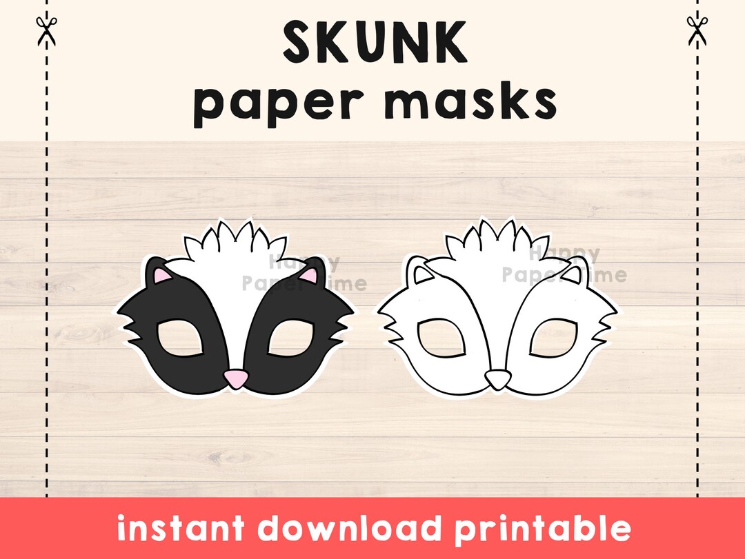 Skunk Mask Woodland Mask Animal Mask Kids Party Favor Skunk Printable ...