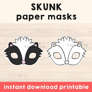 Skunk Mask Woodland Mask Animal Mask Kids Party Favor Skunk Printable ...
